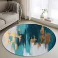 3ft Round Rug Abstract Teal Green Area Rugs for Living Room Bedroom ...