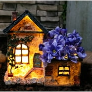 Large Fairy Garden LED Light Up Castle, Miniature Stone House Decor ...