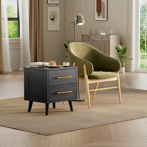 Black bedside table with gold handles store