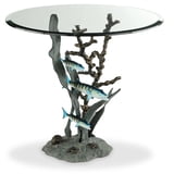 SPI Home Cast Aluminum Barracuda Glass Top End Table - Walmart.com