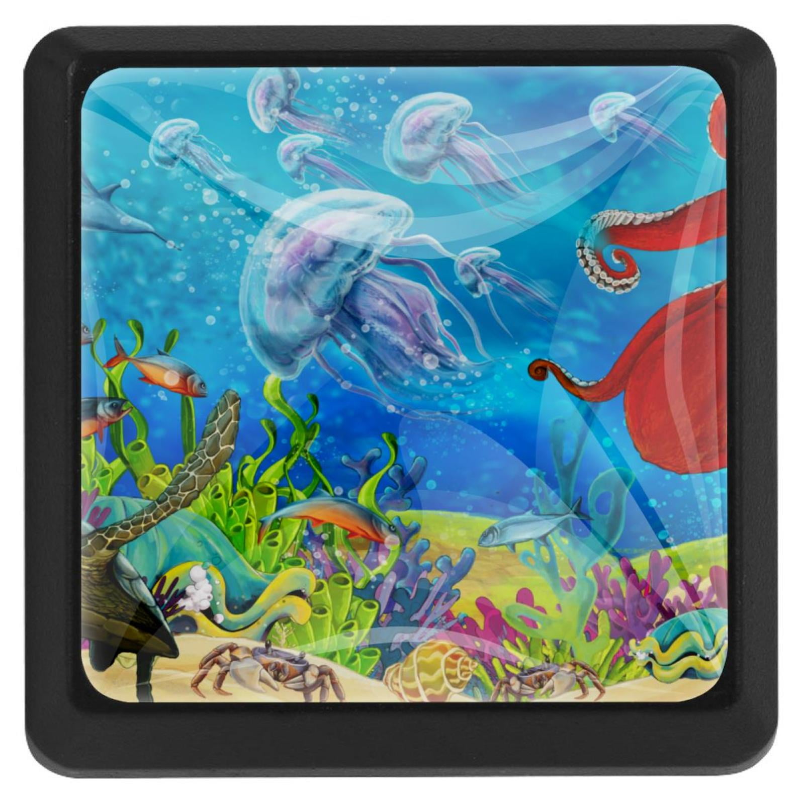 3 Pack Seabed the Coral Reef Square Cabinet Door Knobs Decor for ...