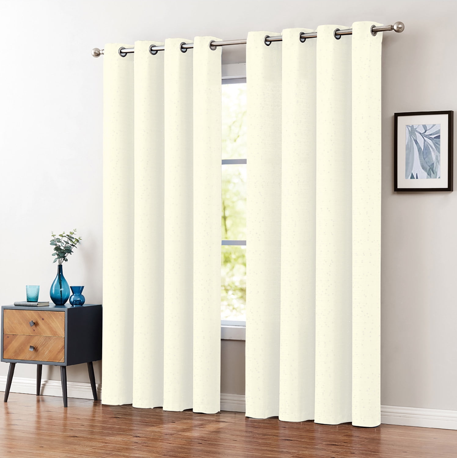 Leyla Sequin Window Grommet Panel, Beige, 54x84 Inches | Walmart Canada