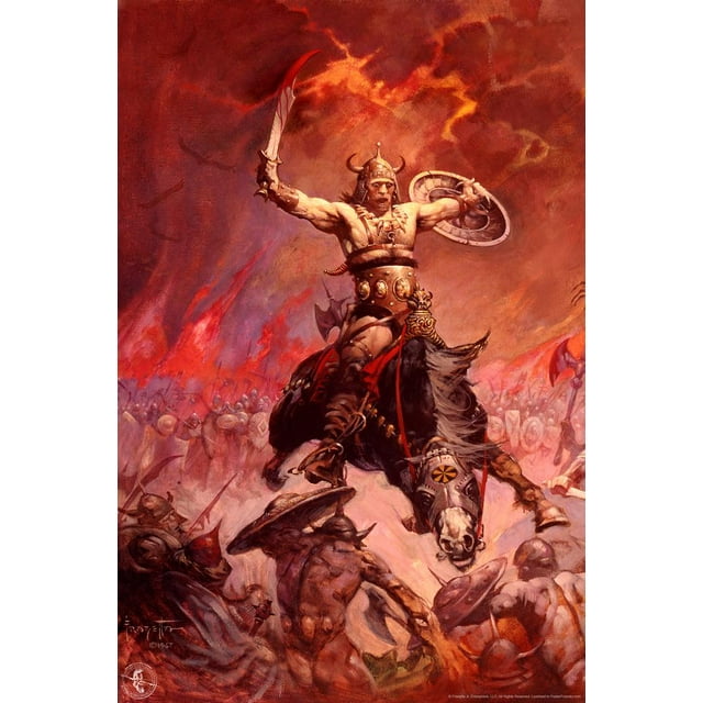 Viking Poster Gothic Fantasy Wall Art The Berserker by Frank Frazetta ...
