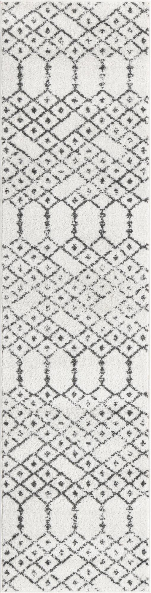 Rugs.com Paxon Trellis Collection Rug – 10 Ft Runner Ivory Black Medium ...