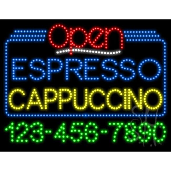 Everything Neon L100-7094 Espresso Cappuccino Open with Phone Number ...