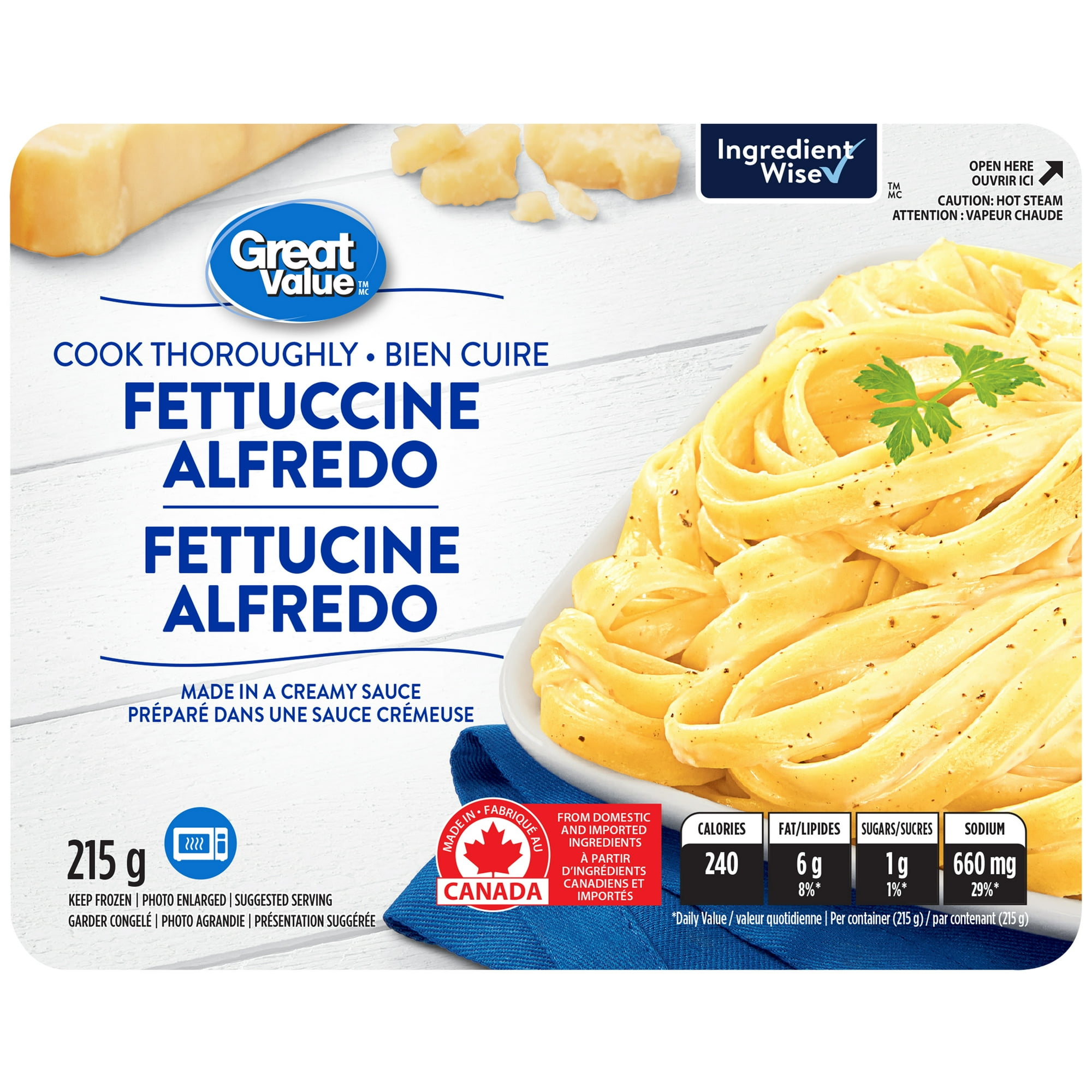 Click here for Great Value Fettuccine Alfredo 215 G prices
