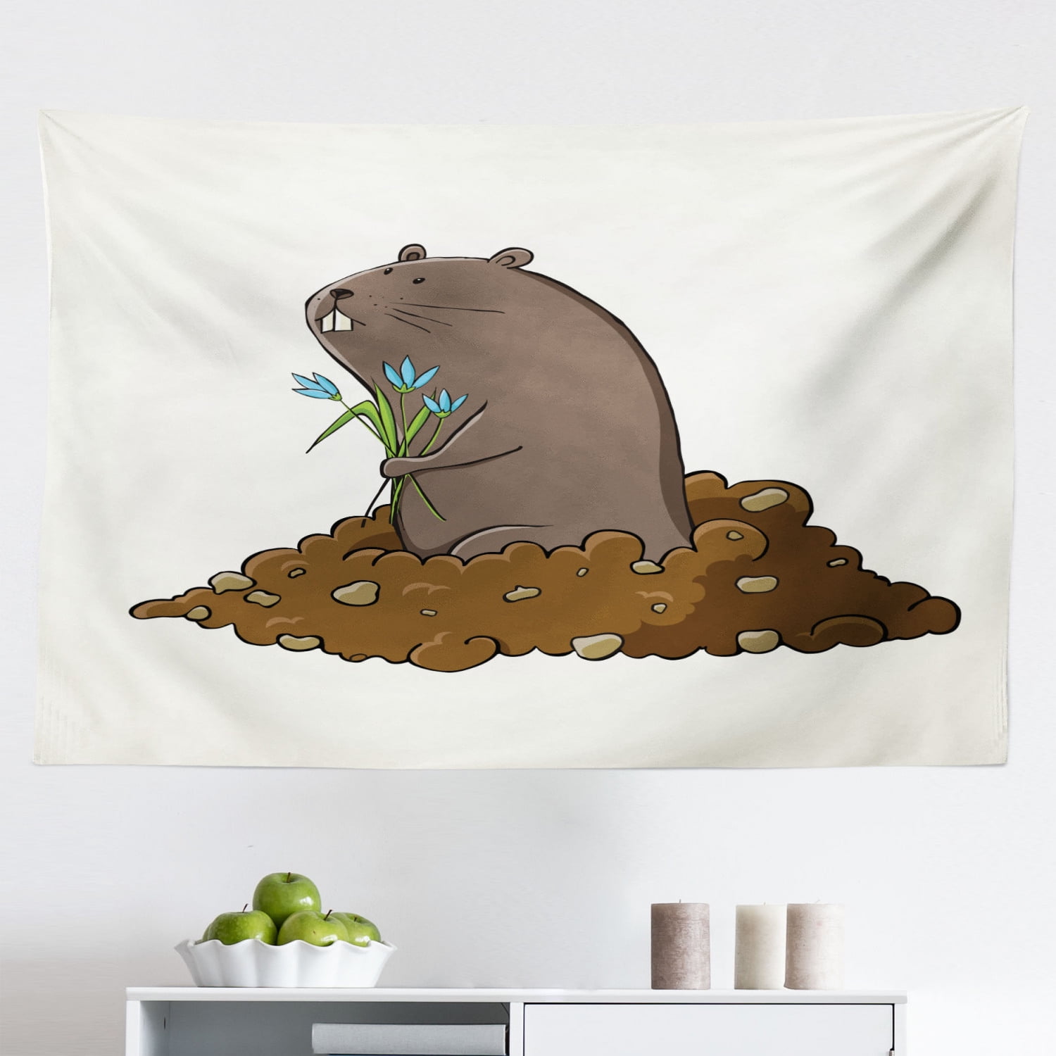 Groundhog Day Collection Tapestry, Monochrome Design Zentangle ...