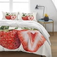 4 Piece Duvet Cover Set Twin, Red Strawberry Farm Fruit Soft Breathable ...