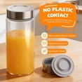 16 oz Wide Mouth Glass Juice Bottles with Stainless Steel , Leakproof ...
