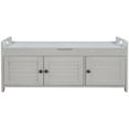 Bench Storage with 3 Shutter-shaped Doors, Shoe Bench with Removable ...