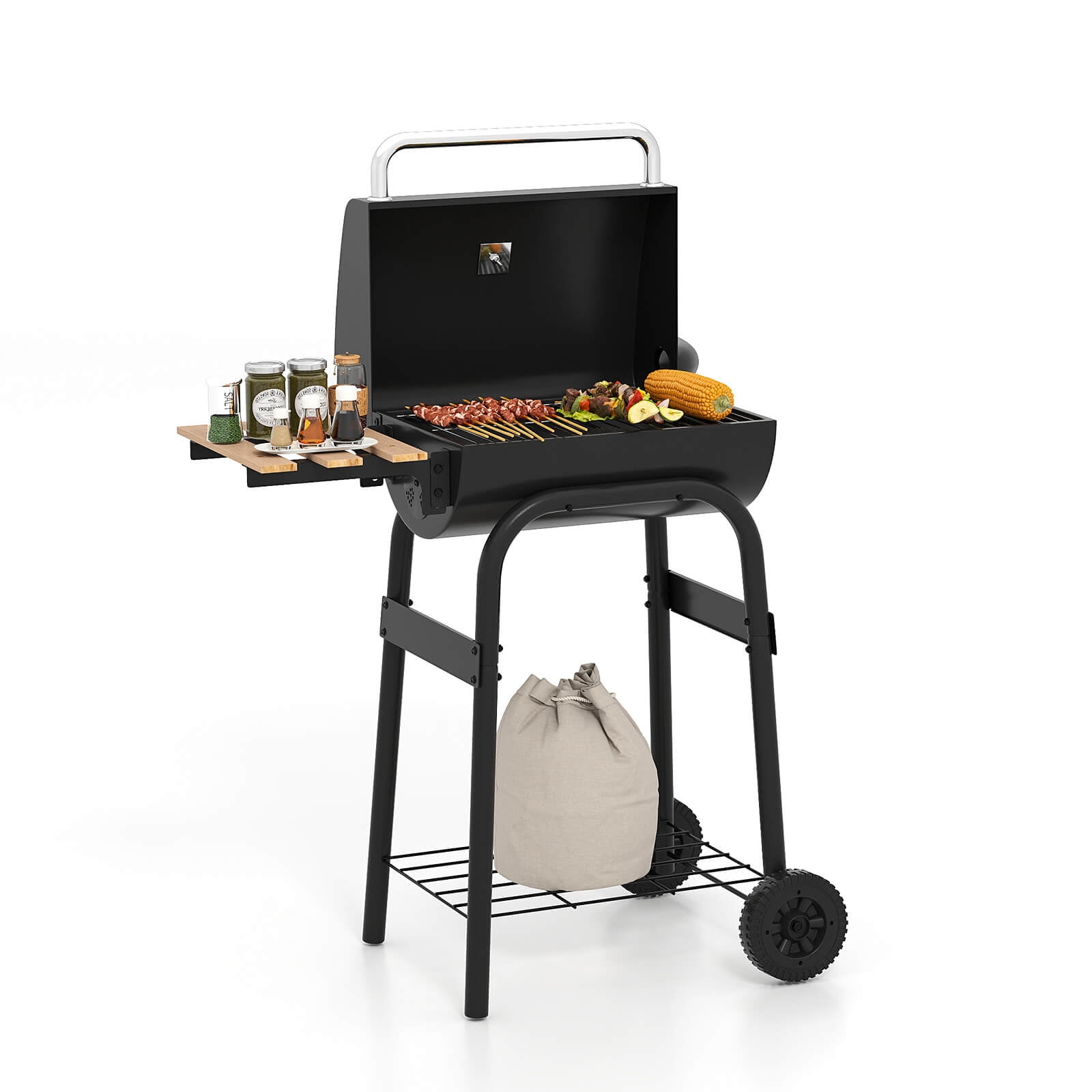 Click here for Costway Barrel Charcoal Grill With Foldable Side T... prices