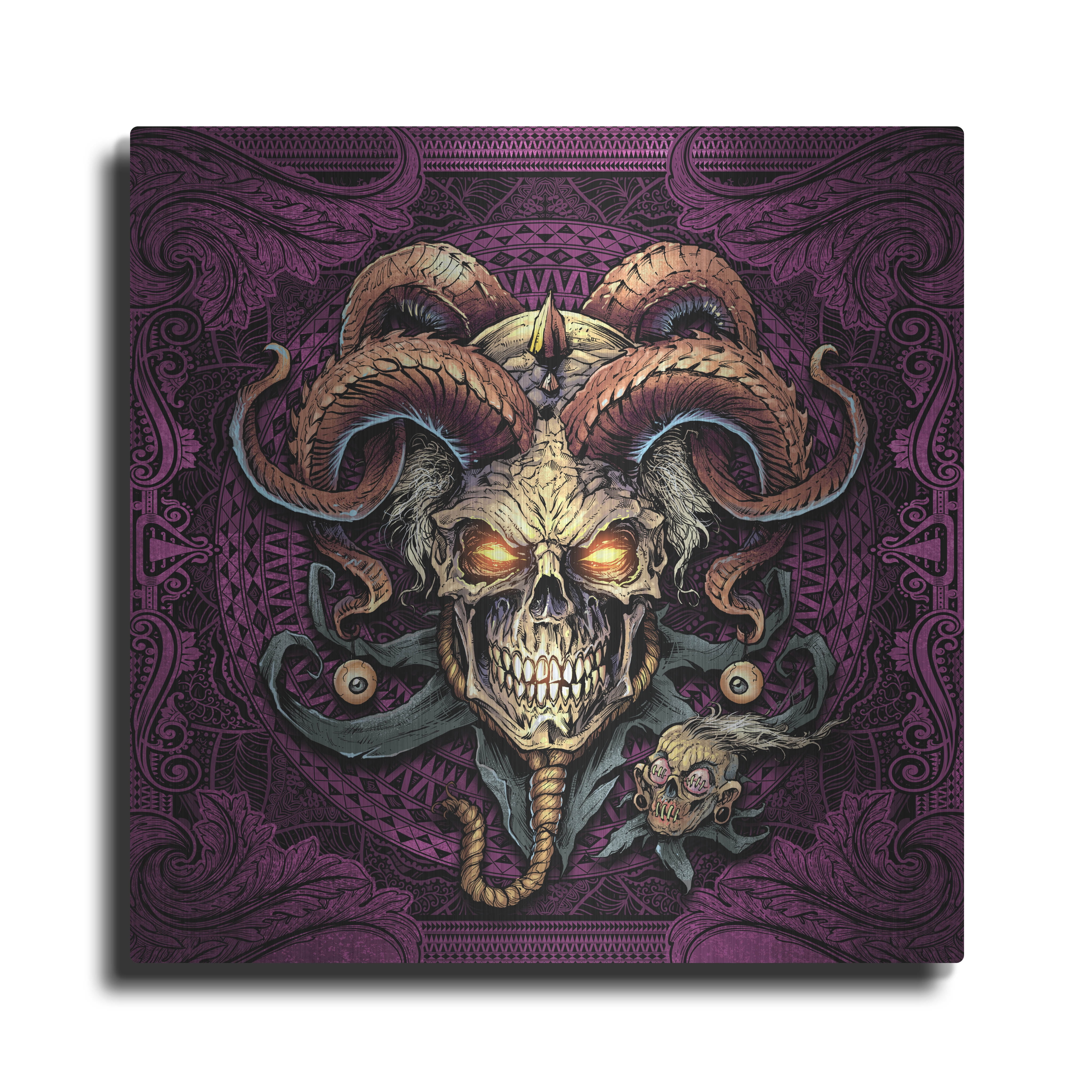 Luxe Metal Art 'Jester Skull With Horns' by Flyland Designs, Metal Wall ...