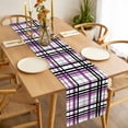 Abstract Stripes Table Runner 13x48 inch Purple Black Grey Plaid Cotton ...