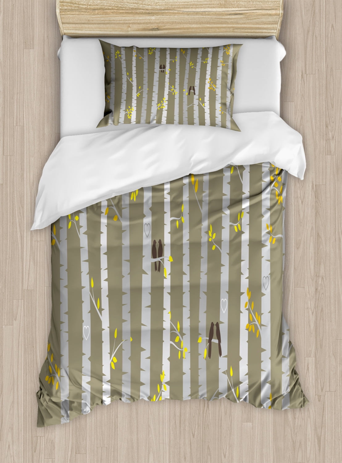 Aspen Tree Duvet Cover Set Twin Size, Birch Autumn Leaves Artsy Woods ...