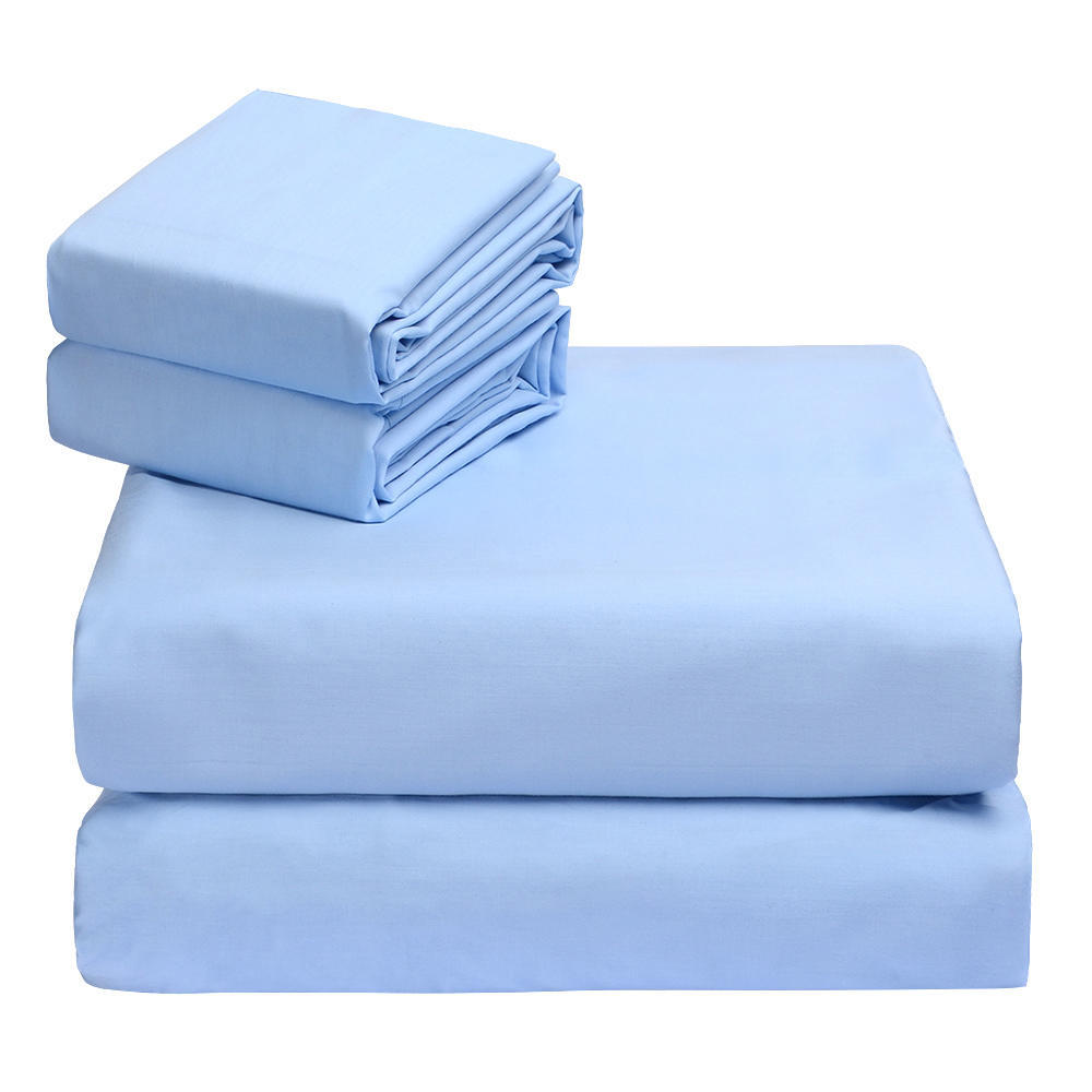 LIVINGbasics 100 Cotton Bed Sheet Set 4 Piece Light Blue Full Size