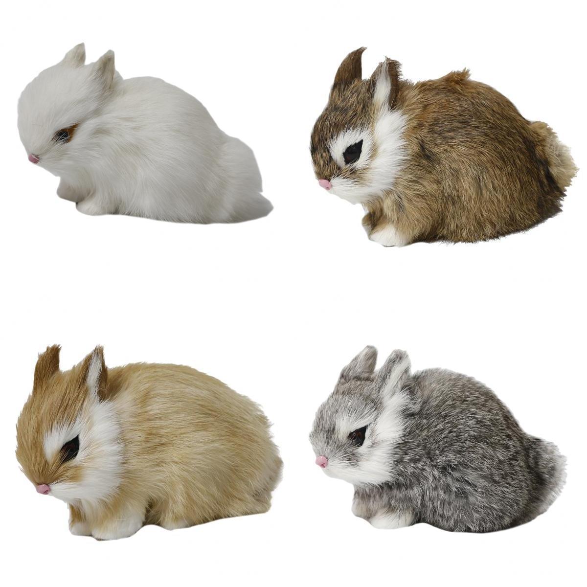 4pcs Artificial Rabbit Garden Decor Furry Simulation Rabbit Photo Prop ...