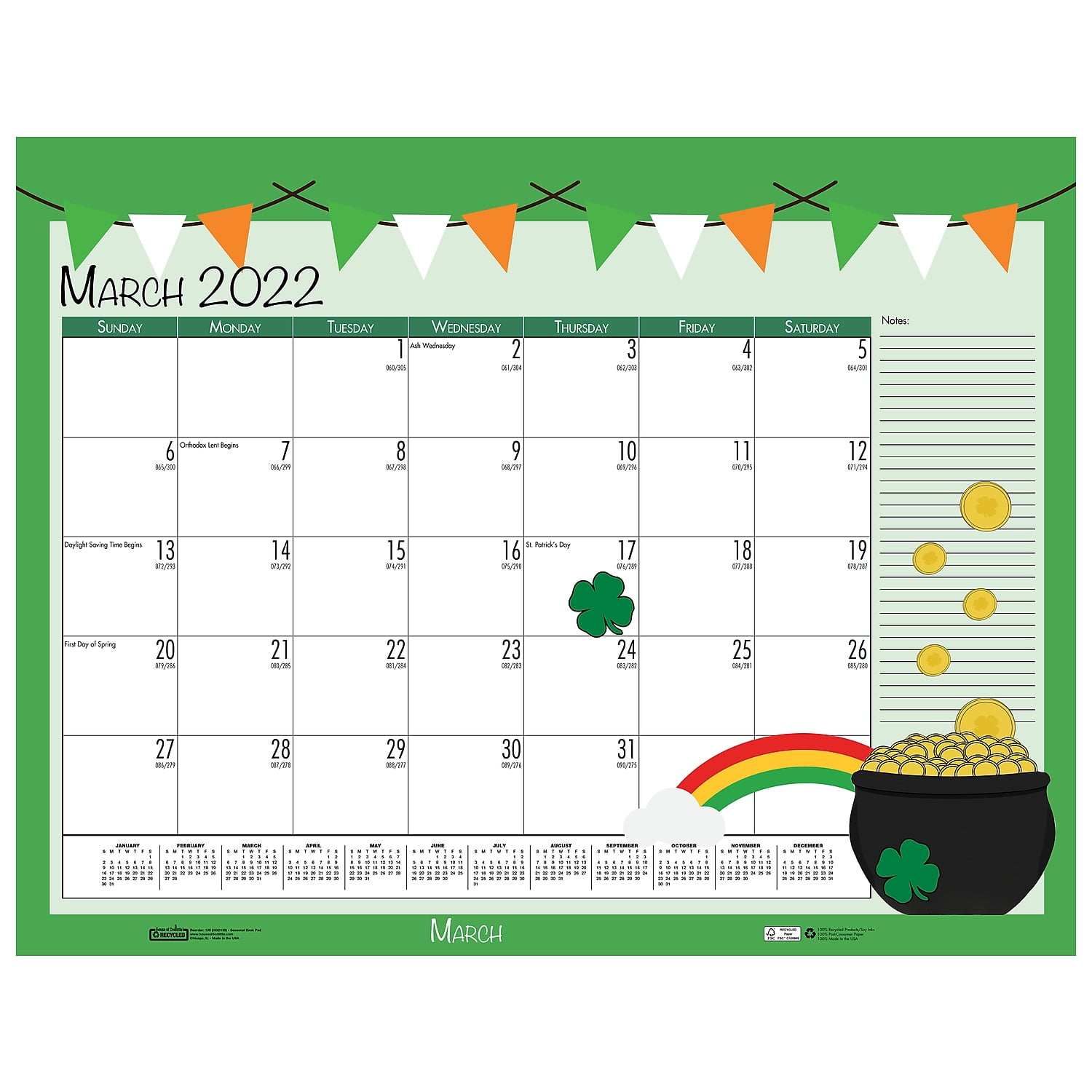 House of Doolittle 2022 13′ x 18.5′ Desk Pad Calendar Seasonal Holiday ...