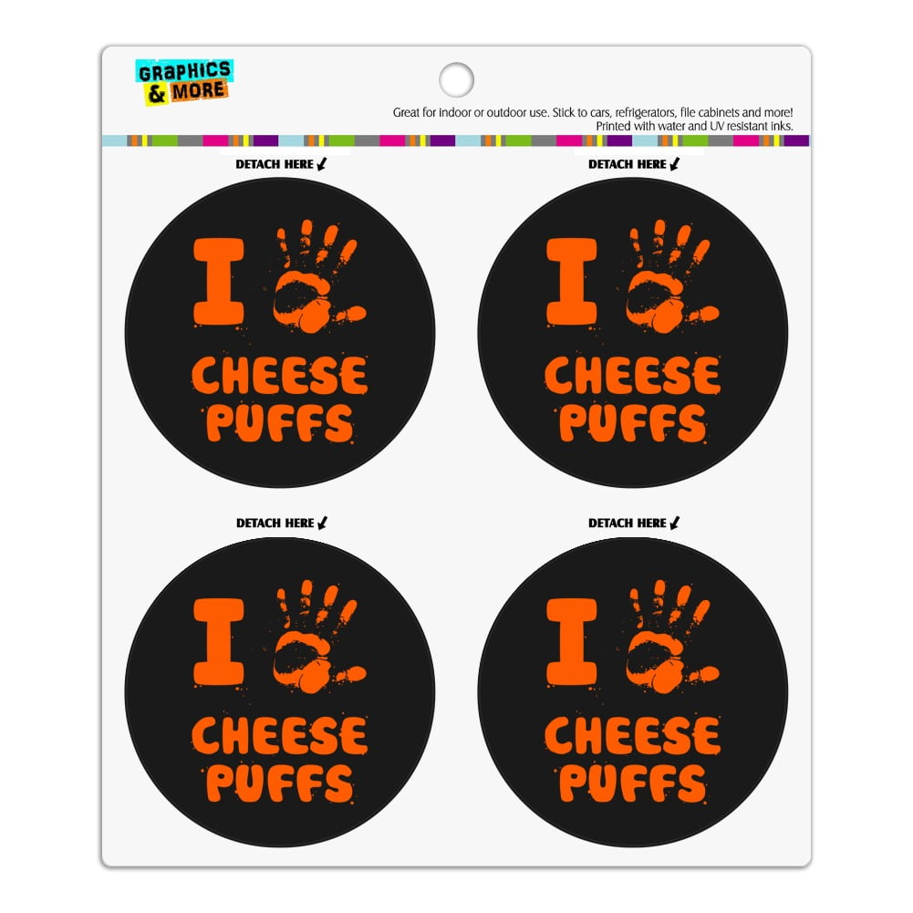 I Love Cheese Puffs Hand Print and Crumbs Funny Refrigerator Fridge ...