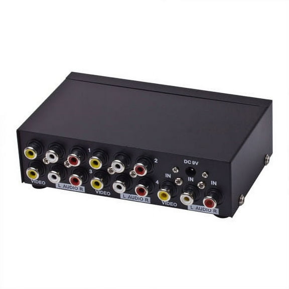 axGear Composite 4 Port RCA Video Audio AV Splitter Box 1 In 4 Out with ...