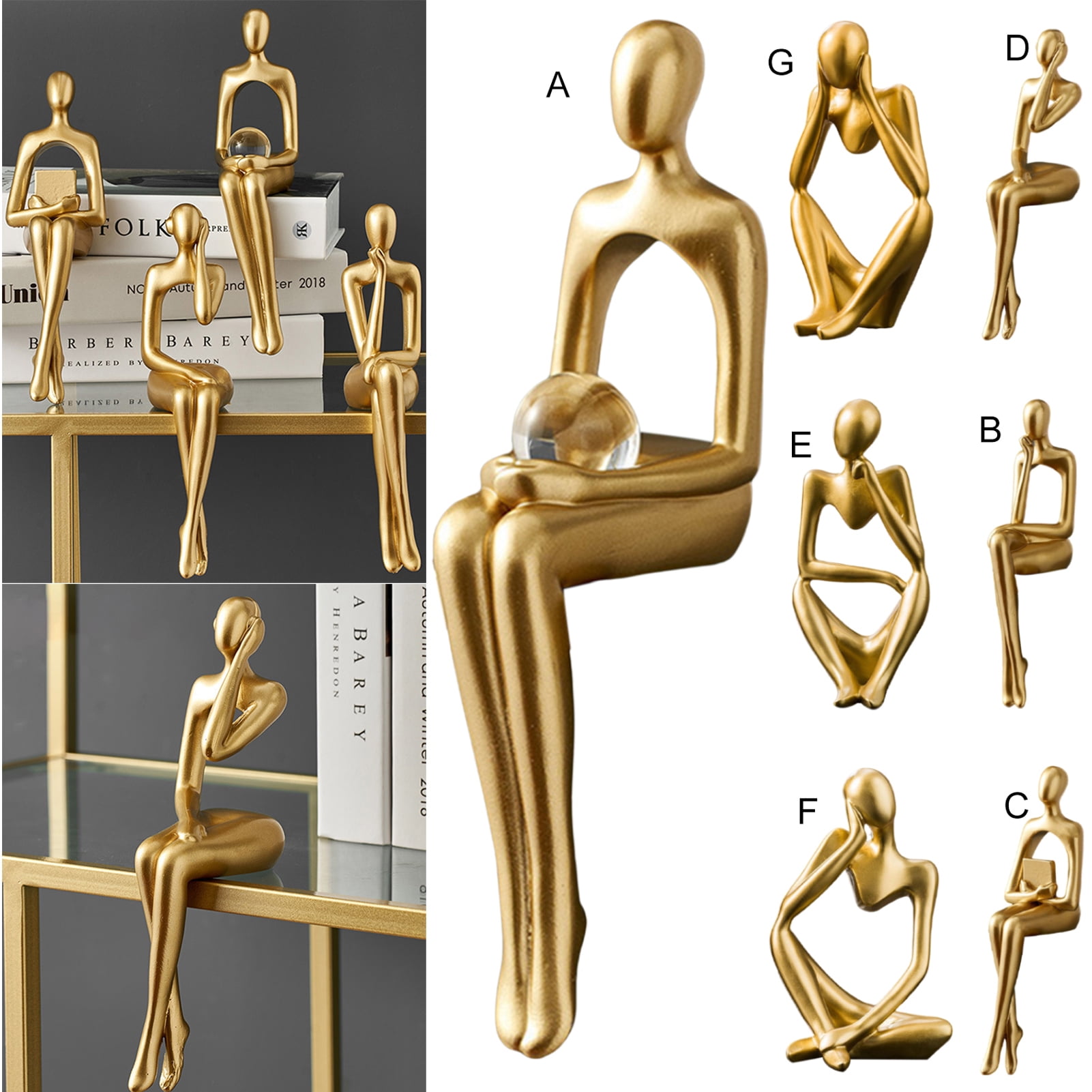 Walbest Solid Resin Statue Sitting Ornament Artistic Modelling Light ...