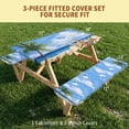 Beach Palm Picnic Table Cover with Bench Covers Tree Summer Ocean Blue ...