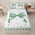 Manfei Green Gingham Bow Sparkle Print Zipper Twin Comforter Sets with ...