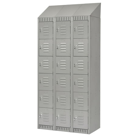 Kleton Steel Lockers With Sloped Top, Bank of 3, Six Tiers, With Shelf ...