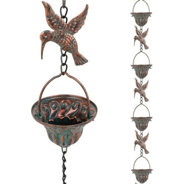 Topadorn 8.7 ft Lotus Flower Metal Rain Chain - Antique Blue ...