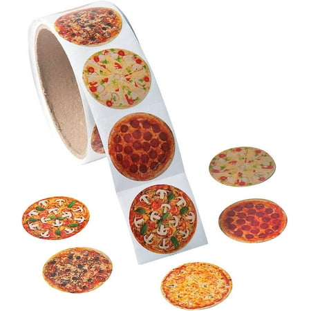 1 Roll ~ Photo Pizza Stickers ~ 100 Round 1.5 Paper Stickers ~ New ...