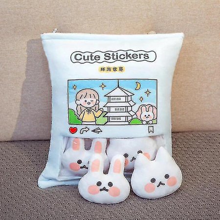 Cute Animal Pudding Plush Toy Mini Round Ball Kitten Rabbit A Bag Of ...