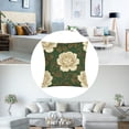 Baroque Etched Cream Roses on Dark Green BackdropSet of 2 Premium Faux ...