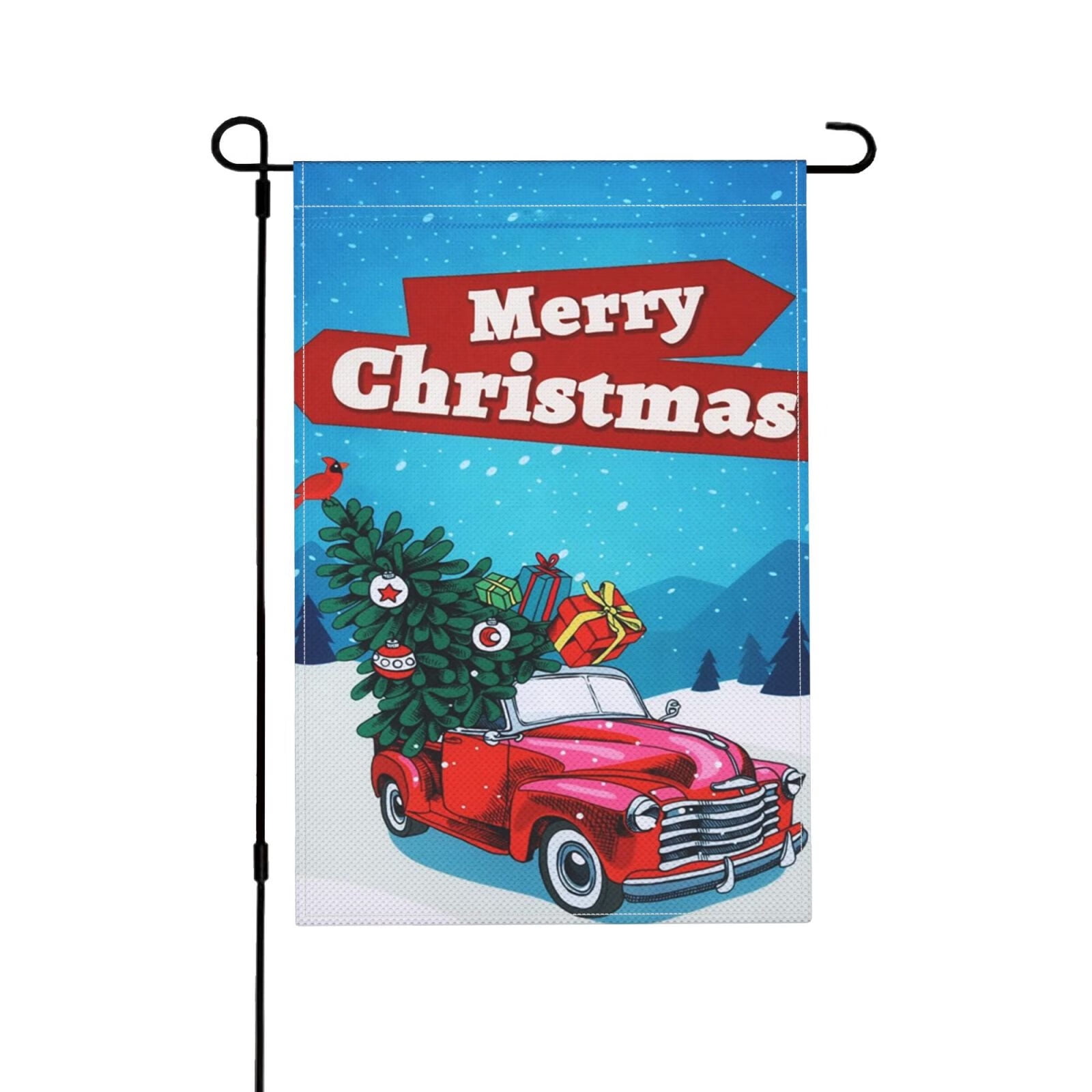Christmas Garden Flag, Merry Christmas Red Truck Flag 12x18 inch ...