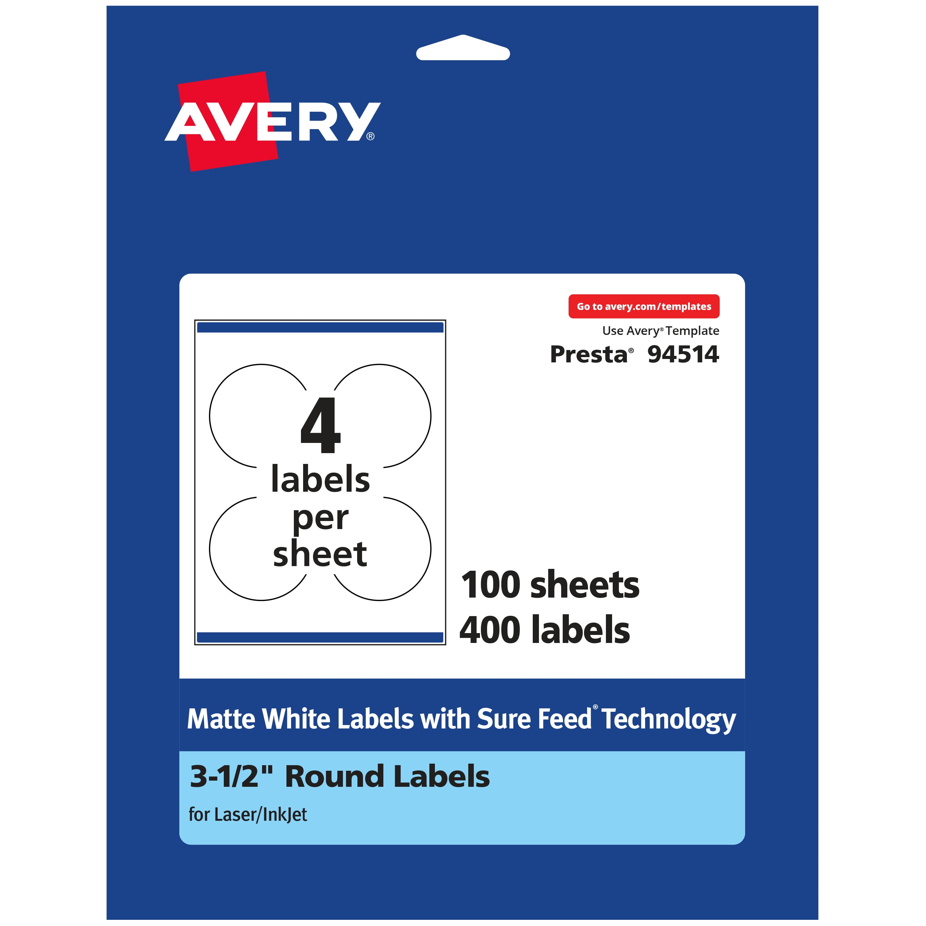 Avery Matte White Round Labels 3 5 Diameter 400 Labels Walmart 