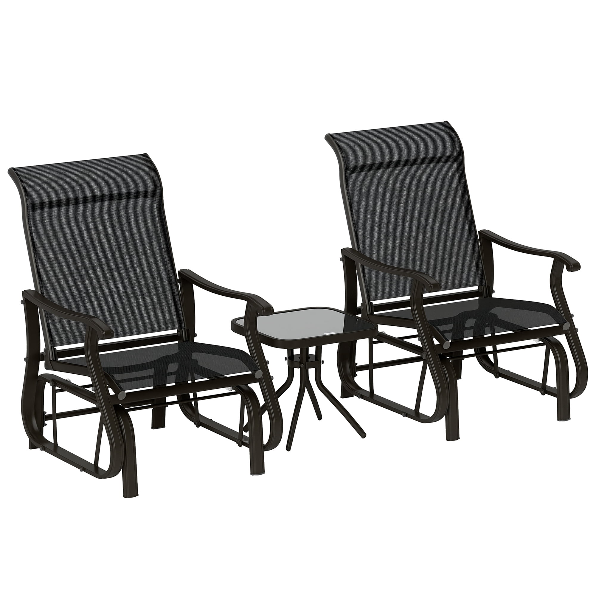 Click here for Outsunny 3pcs Glider Rocking Chairs With Table For... prices