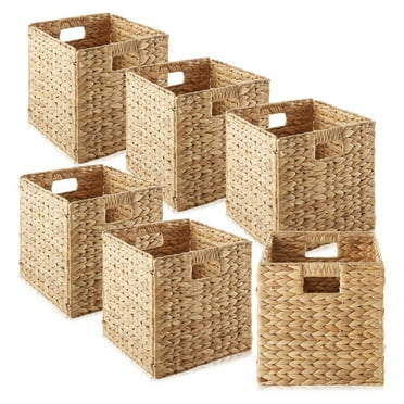 Mia Set of 2 Round Rustic Natural Brown Woven Rattan Storage Baskets by ...