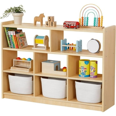 SKYSHALO Kids' Playroom Organizer Unit - Wooden Bookshelves Storage 20 ...