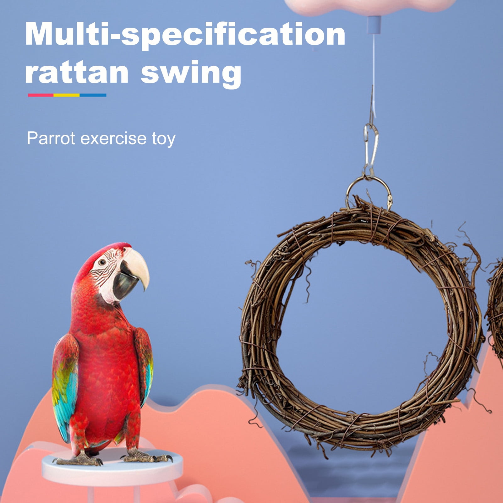 Visland Bird Swing, Round Shape Rattan Stable Hanging Cage Toys Molar ...