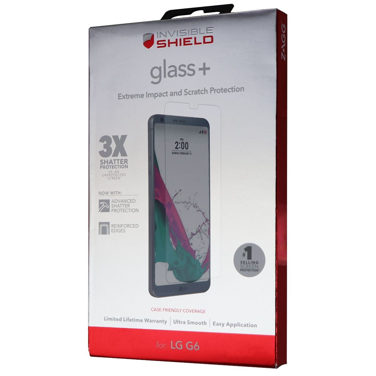 ZAGG (Glass+) Tempered Glass Screen Protector for LG G6 - Clear ...