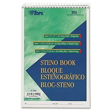 TOPS Green Tint Steno Books - 60 Sheets - Wire Bound - Ruled - 6" x 9 ...