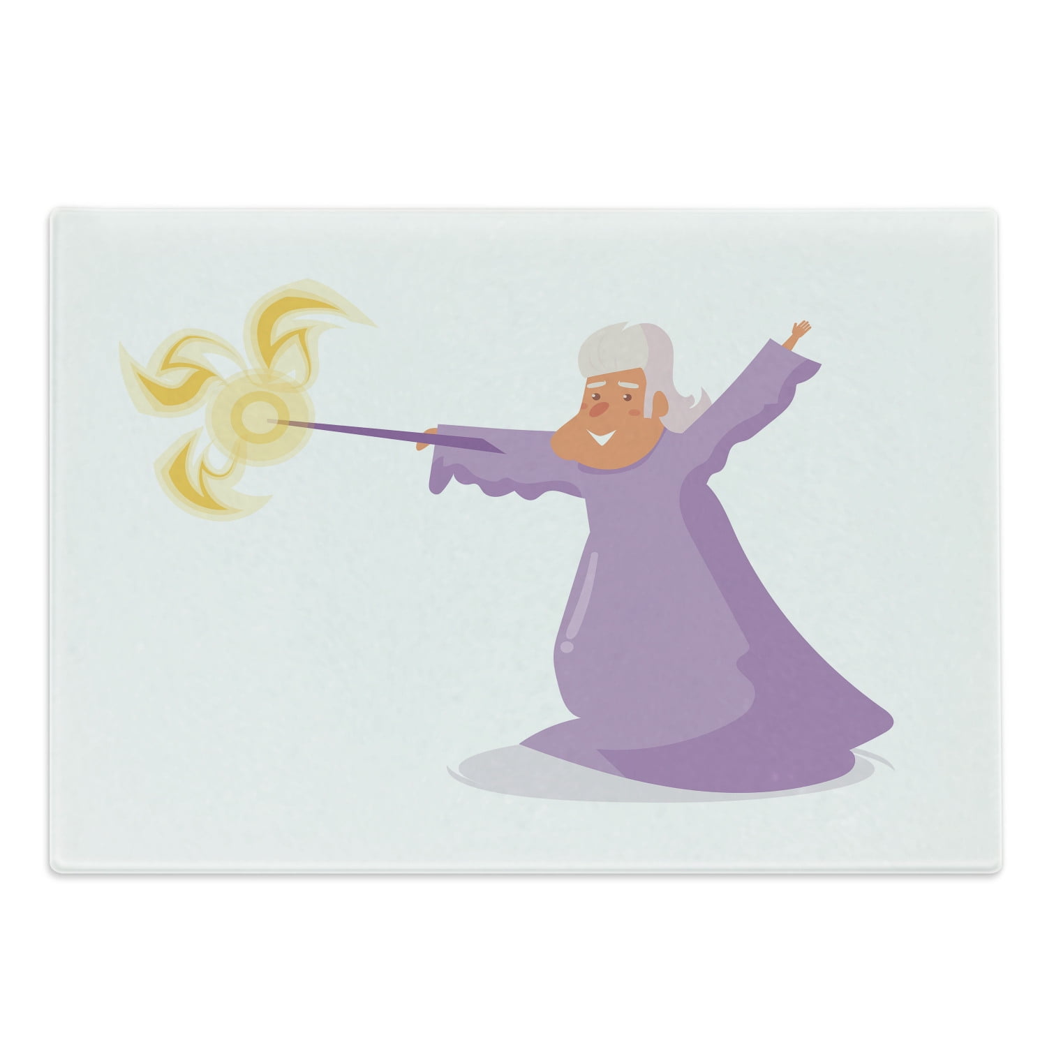 Magician Cutting Board, Funny Cartoon of Old Wizard Man Doing Magic ...