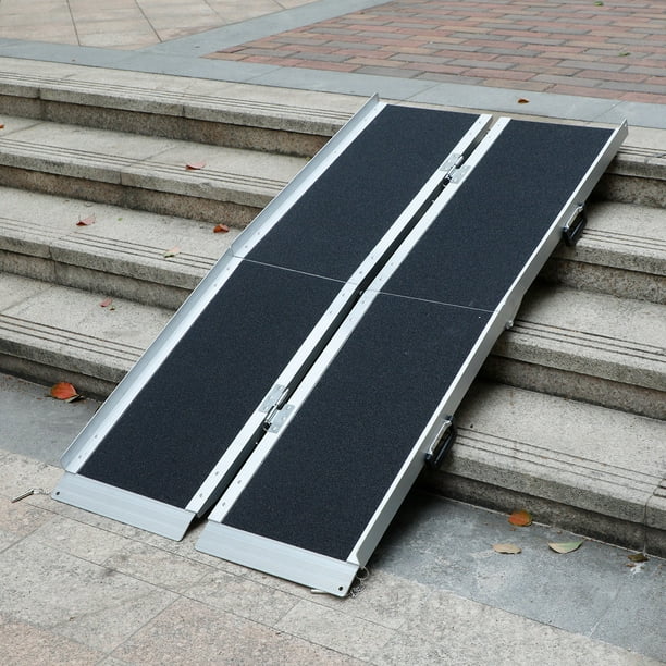 Non-Skid Threshold Ramp Portable Aluminum Folding Wheelchair Ramp for ...