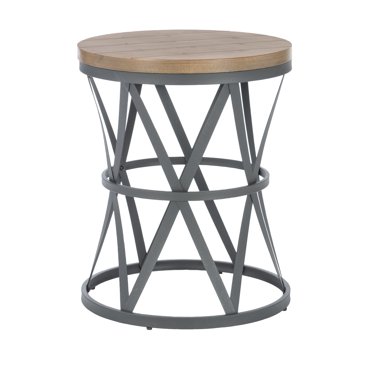 Creative Co-Op Mango Wood End Table with 2 Cane Shelves, Black ...