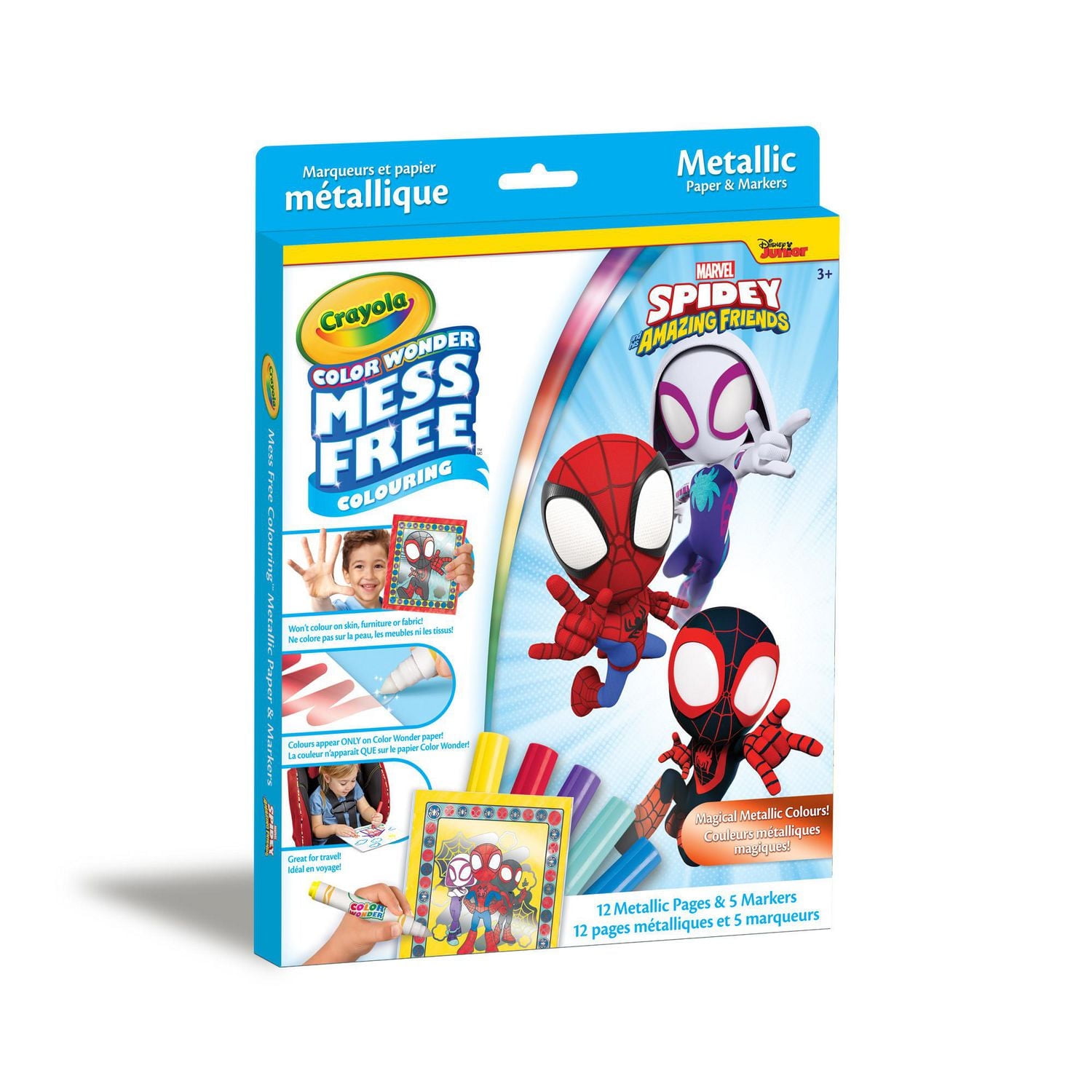 Crayola Color Wonder Mess-Free Metallic Paper & Markers Kit, Spidey ...