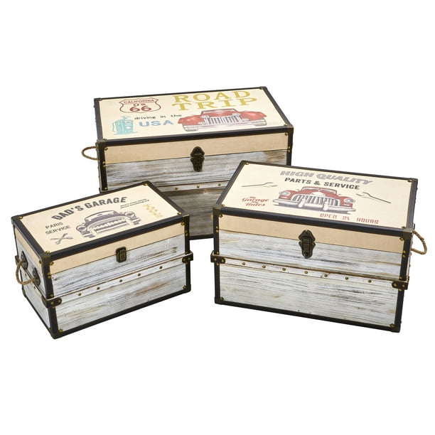 Nearly Natural Classic Car Collection Trunk and Storage Boxes (Set of 3 ...