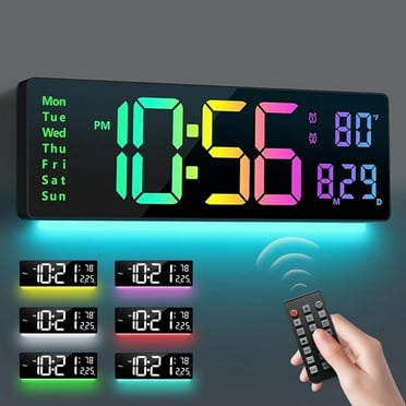 Digital Alarm Clock Adjstable Brightness for Bedroom Living Room Large LED for Bedside Wall ...