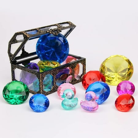 Diving Gem Pool Toys 10 Colorful Big Diamond Gem with Treasure Pirate ...