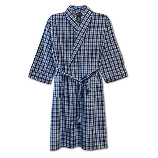 Hanes Big Mens Light Weight Plaid Robe (Blue 5/6X) - Walmart.com