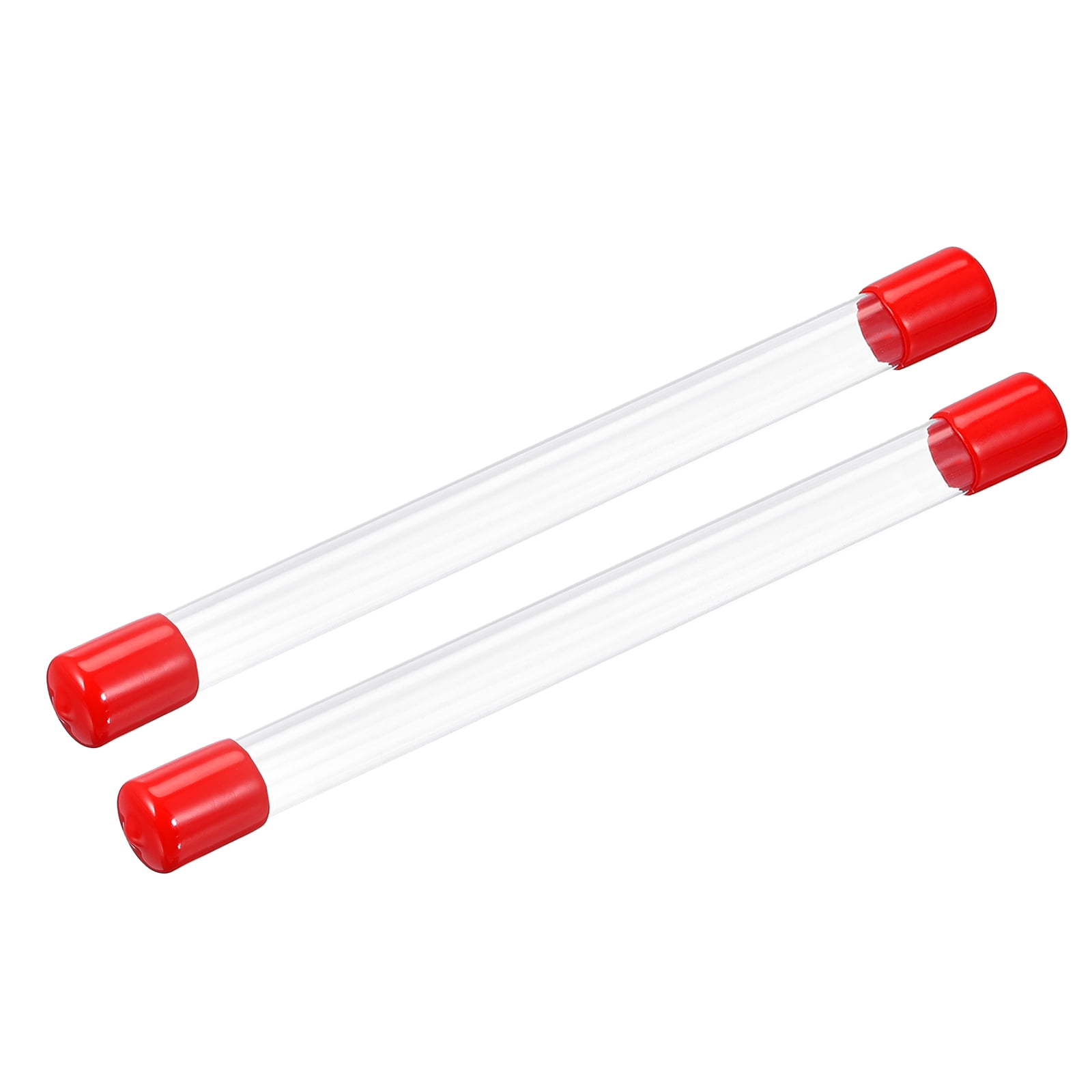 Clear Rigid Tube Round Plastic Tubing with Red Rubber Cap, 305mm/ 12 ...