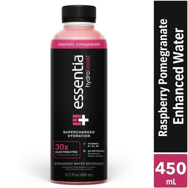 Essentia Hydroboost Enhanced Bottled Water, Raspberry Pomegranate, 450 ...