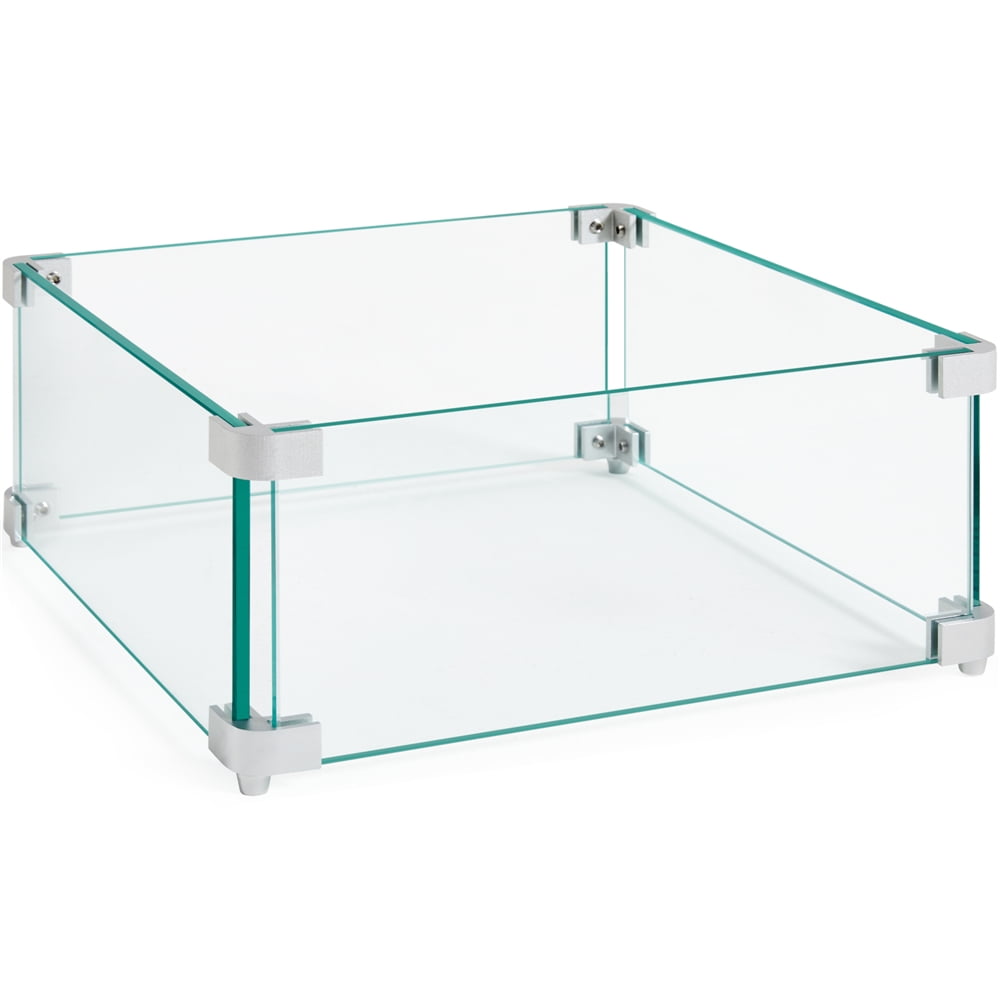 Yaheetech 15'' Tempered Wind Guard Fence for Square Fire Pit, Clear ...